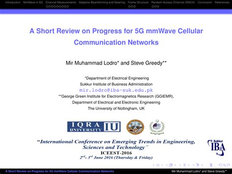 Pdf A Short Review On Progress For 5g Mmwave Cellular Communication