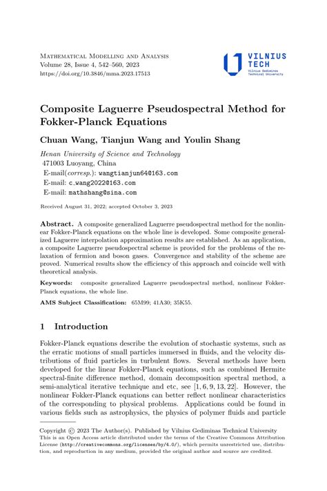 pdf composite laguerre pseudospectral method for fokker planck equations