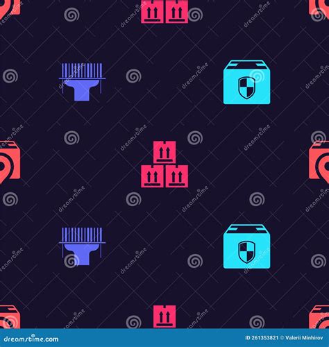 Set Delivery Box Security Shield Scanner Scanning Bar Code Cardboard