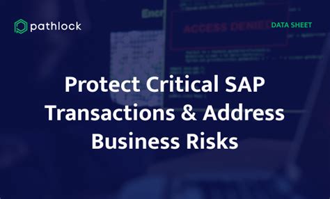 Protect Critical Sap Transactions And Address Business Risks Pathlock