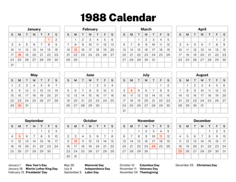 11 June 1988 Calendar DenellMeryam