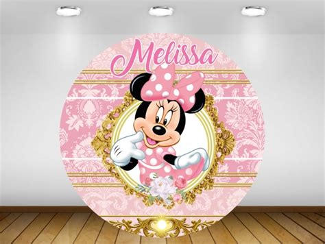Painel Minnie Dourado m Impressão Lona Elo