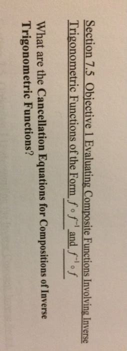 Solved Evaluating Composite Functions Involving Inverse Chegg Com