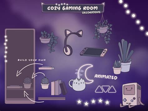 Cozy Twitch Overlay Stream Decorations Cozy Gaming Room Animated