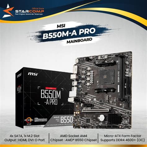 Msi B M A Pro Motherboard Amd Ryzen Am Micro Atx B Lazada Indonesia