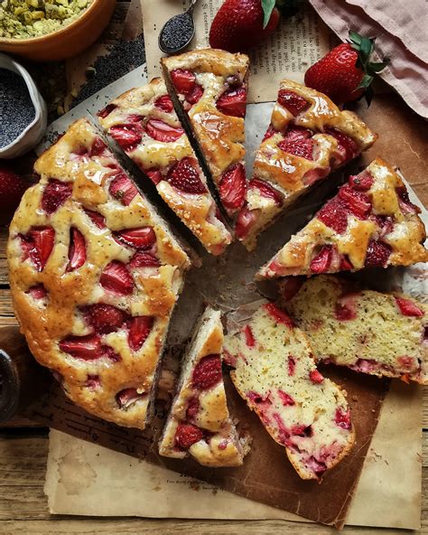 Strawberry Lemon Poppy Seeds Sour Cream Cake Andreea Dutia
