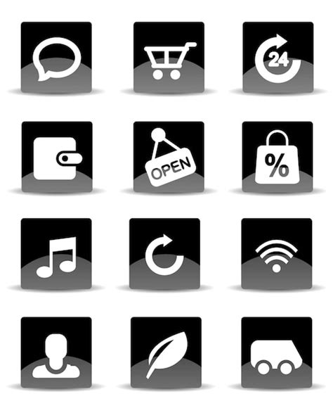 Premium Vector Modern Black Flat Mobile App Icon Set