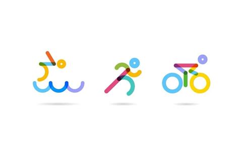 Triathlon Icons Swim Run Cycle Logo Design Branding Design Icon