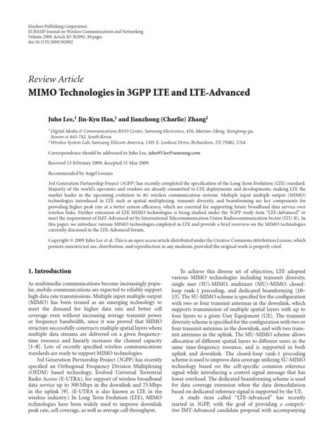 Mimo Technologies In 3gpp Lte And Lte Advanced Pdf Mimo Physical