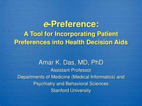 Ppt E Preference A Tool For Incorporating Patient Preferences Into Health Decision Aids