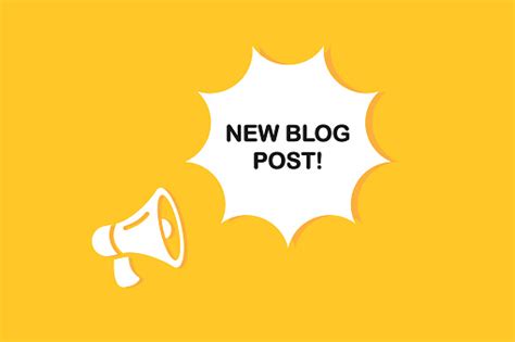 새 블로그 게시물 확성기가 있는 말풍선 새로운 블로그 게시물 비즈니스 마케팅 및 광고를 위한 웹 배너 벡터 일러스트 레이 션 개념에 대한 스톡 벡터 아트 및 기타 이미지