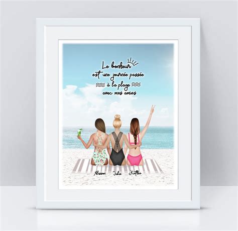 Cadeau Portrait Meilleure Amie Portrait Personnalisé Plage Etsy