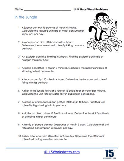 Unit Rate Word Problems Worksheets 15 Worksheets Library