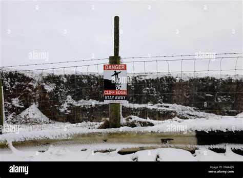Danger Sign At Deep Rake Fluorspar Extraction Site On Longstone Edge In