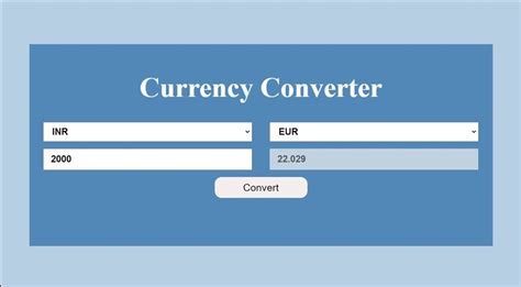 Created A Currency Calculator With Html Css And Javascript