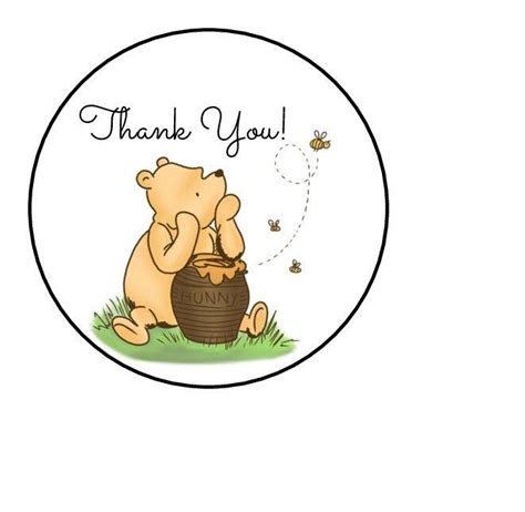 30 Classic Winnie The Pooh Thank You Stickers Labels Envelope Seals