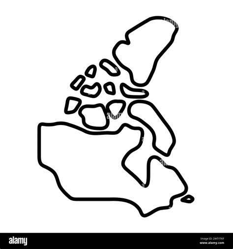 Canada Country Simplified Map Thick Black Outline Contour Simple Vector Icon Stock Vector
