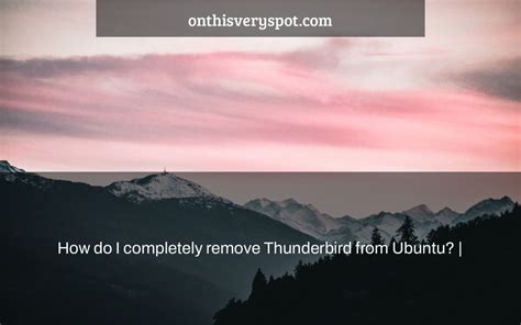 How Do I Completely Remove Thunderbird From Ubuntu On This Very Spot