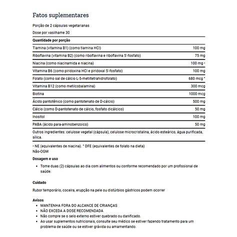 Complexo B Bioactive Completo 60 Capsulas Vegetariana Life Extension