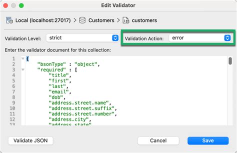 MongoDB Schema Validation Schema Validator Studio 3T