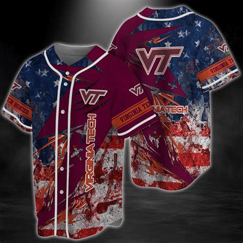 176 Virginia Tech Hokies Ncaa 1 Baseball Jersey Shirt Us Flag Homefavo