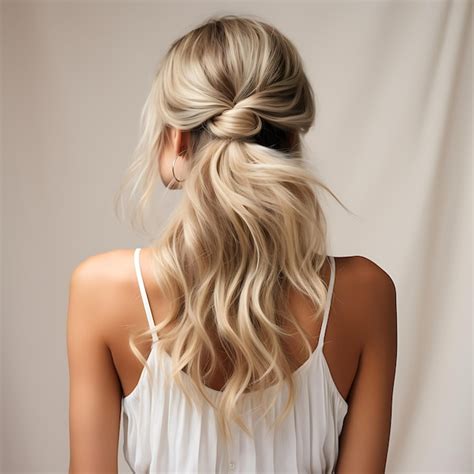 Premium Ai Image Elegant Half Up Top Knot For Women Half Up Hairstyle