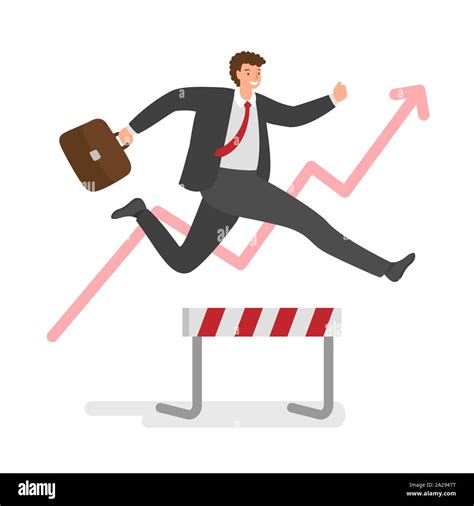 Businessman Jumping Over Hurdles In Race For The Success Concept Of Business Challenge