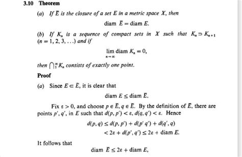 Solved Theorem A If E Is The Closure Of A Set E In A Chegg