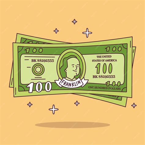 Ручная иллюстрация мультфильма на 100 долларовой банкноте Бесплатно