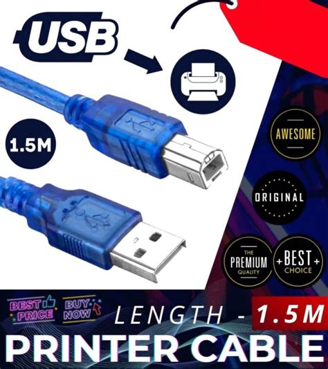 High Speed Transparent Usb Printer Cable Type A Male To Type B Male Data Cable Cord M M