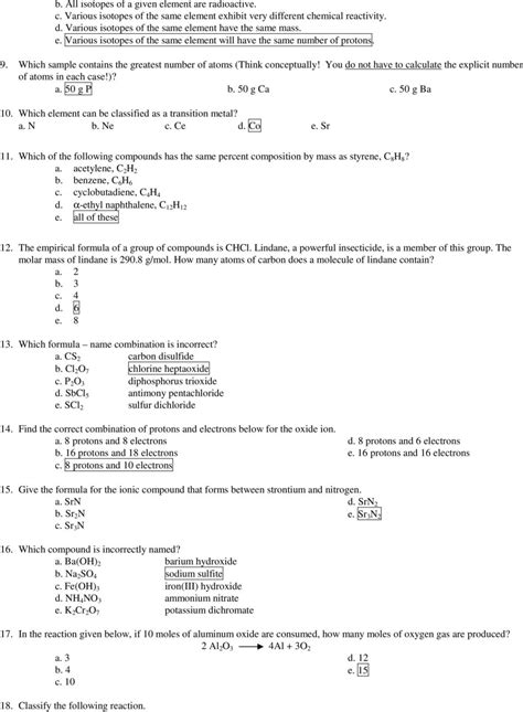 Classifying And Balancing Equations Multiple Choice Worksheet Answers