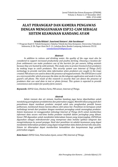 Pdf Alat Perangkap Dan Kamera Pengawas Dengan Menggunakan Esp32 Cam Sebagai Sistem Keamanan