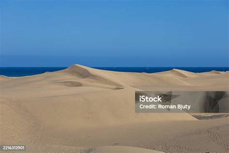 마스팔로마스의 사막 풍경과 모래 언덕 모래 언덕과 바다의 전망 그란 카나리아 섬 스페인 0명에 대한 스톡 사진 및 기타 이미지 Istock