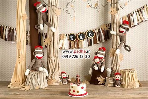 بك گراند تغییر پس زمینه ی عکس کودک فتوشاپ Cake Smash Sock Monkey