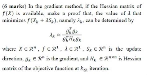 6 Marks In The Gradient Method If The Hessian