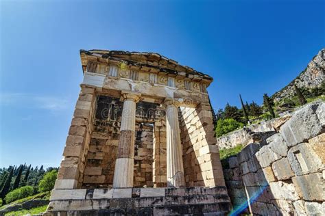 Athenian Treasury In Delphi An Archaeological Site In Greece At The