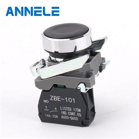 Xb Series No Black Latching Push Button Switch V Round Flat Head Metal Momentary Push