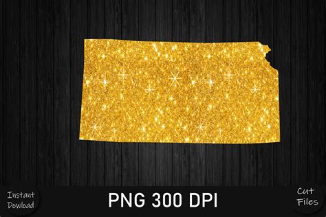 Kansas Gold Shiny Glitter Usa Map Gráfico Por Rizu Designs · Creative