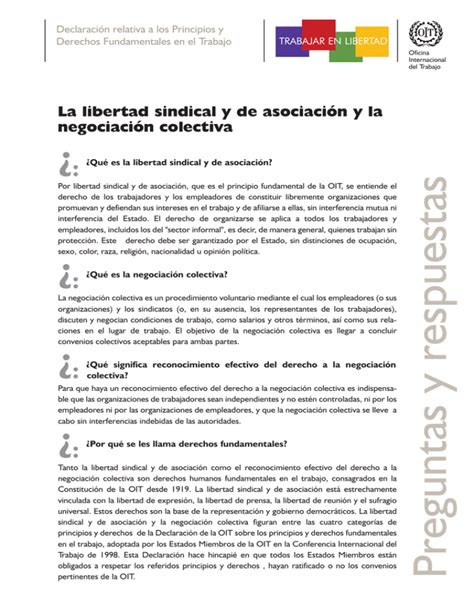 La libertad sindical y de asociación y la negociación colectiva