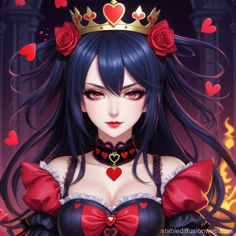 Goth Girl As Queen Of Hearts In Anime Stable Diffusion Online