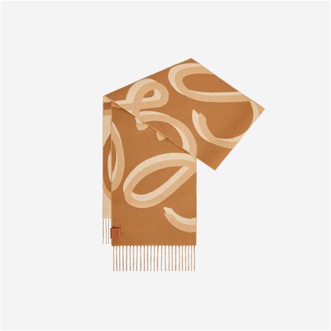 로에베 스카프 인 울 앤 캐시미어 카멜 Loewe Kream