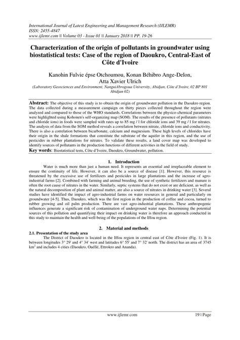 Pdf Characterization Of The Origin Of Pollutants In Groundwater Using