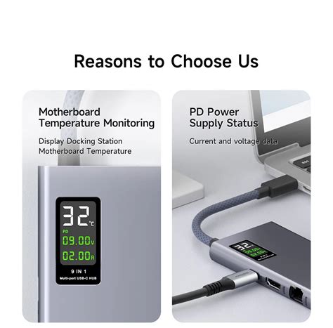 Hagibis Usb C 허브 Lcd 디스플레이 C타입 멀티포트 어댑터 맥북 프로 아이패드 Hp용 4k Hdmi 호환 100w Pd 기가비트 이더넷