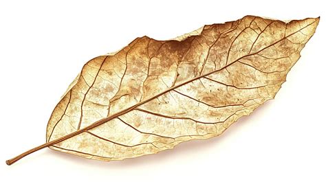 A Single Dry Shrub Leaf Highlighted On A White Background Tree Leaf