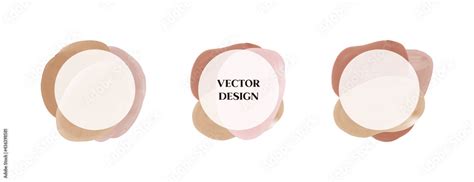 Round Frames With Nude And Pink Watercolor Shapes Stock Vector Adobe