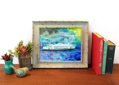 Seattle Ferry Art Print Washington Ferry Bainbridge Island Etsy