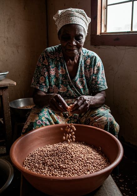Woman Sorting Beans Ai Generated Image