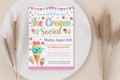 Diy Ice Cream Social Party Invite Template Summer Ice Cream Party