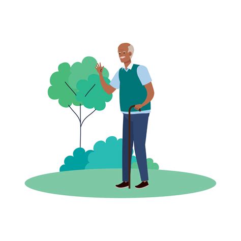 Avatar De Abuelo En El Parque Con Diseño De Vector De árbol 17450454