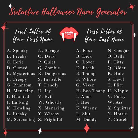 Seductive Halloween Name Generator Halloween Names Funny Name Generator Names For Girlfriend